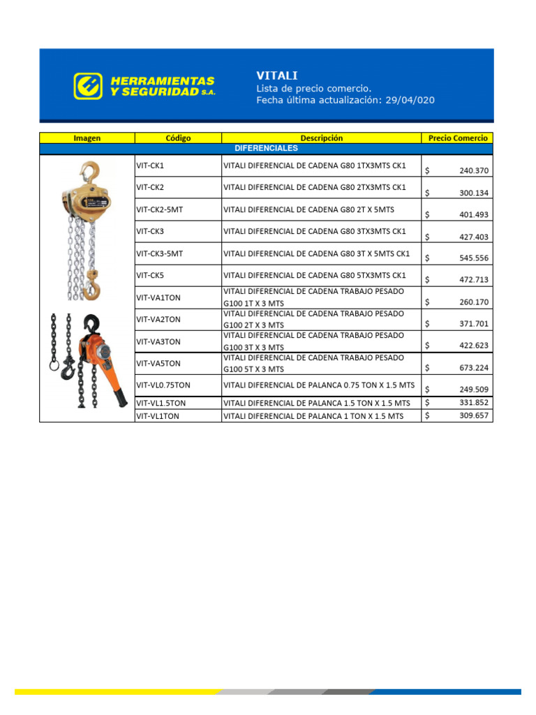Precios Diferenciales Vitali 2023 | PDF