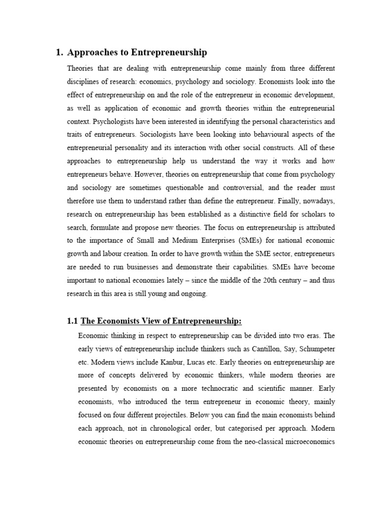 Approaches To Entrepreneurship | PDF | Entrepreneurship | Economics