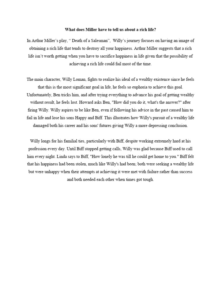 Exam - Death of A Salesman Summary | PDF