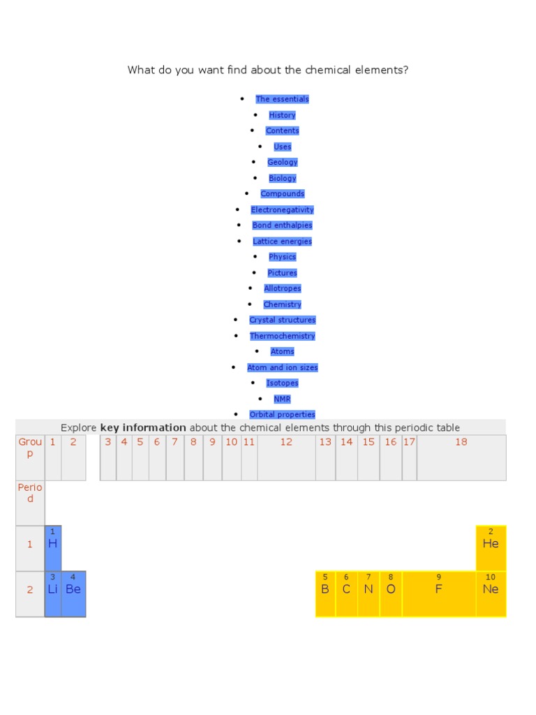 Explore Chemical Elements and Uses | PDF | Technology & Engineering