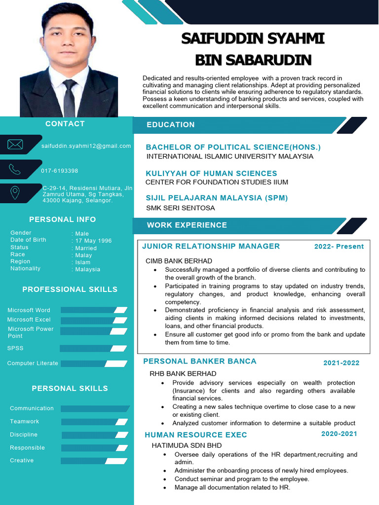 Saifuddin Syahmi Resume 2023 | PDF | Banks