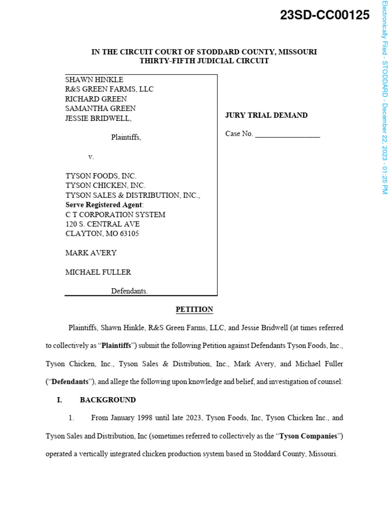 Hinkle Et Al v. Tyson Foods | PDF