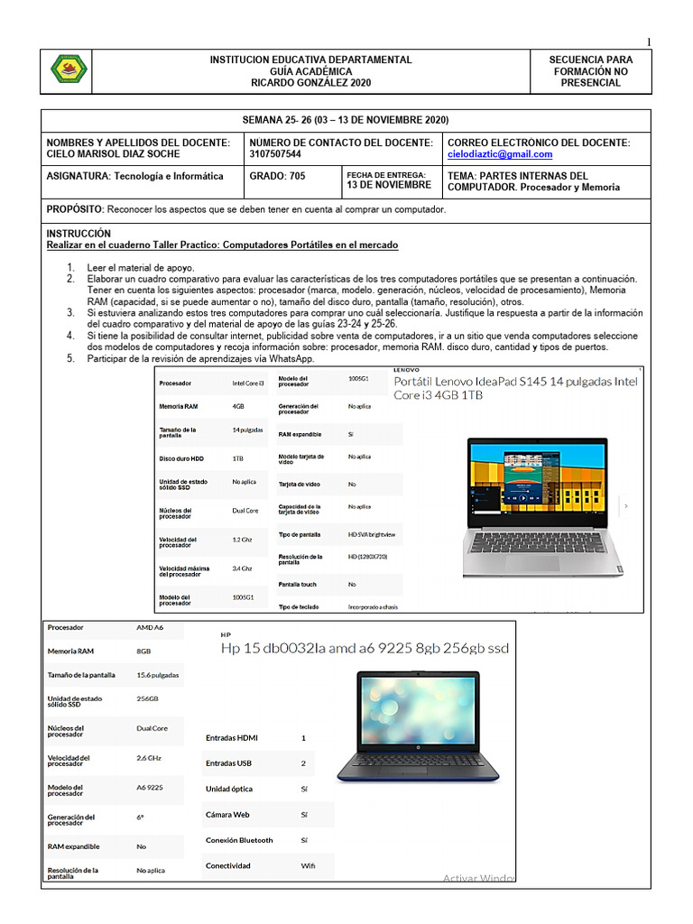 705_Semana 25- 26_Tecnología e Informatica_Cielo Diaz_Imprimir | PDF ...