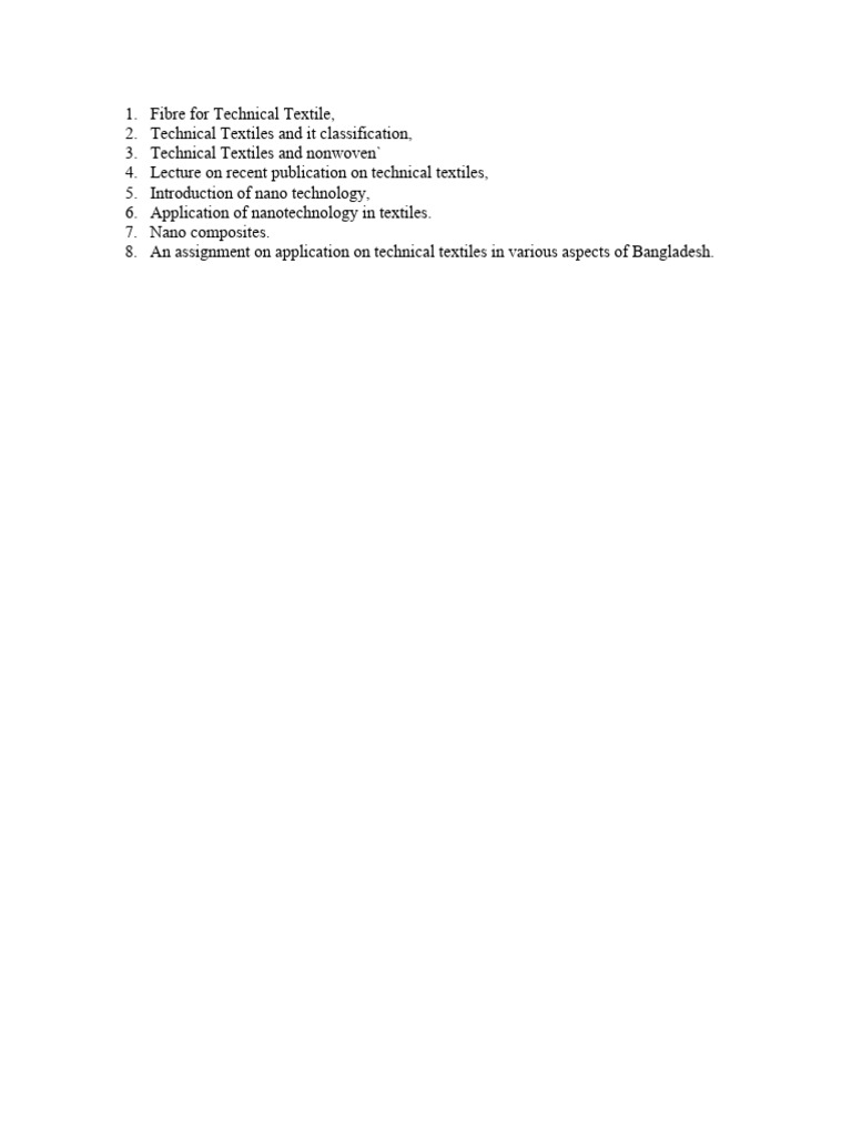 Technical Textile | PDF | Textiles | Fibers