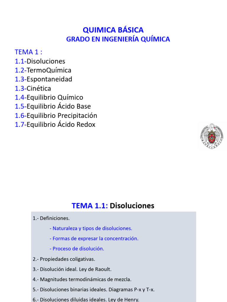 Tema1 Clases 1 4 Disoluciones | PDF | Coloide | Concentración