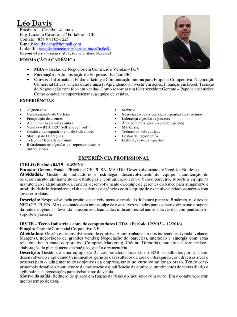 Léo Davis: Experiência Profissional | PDF