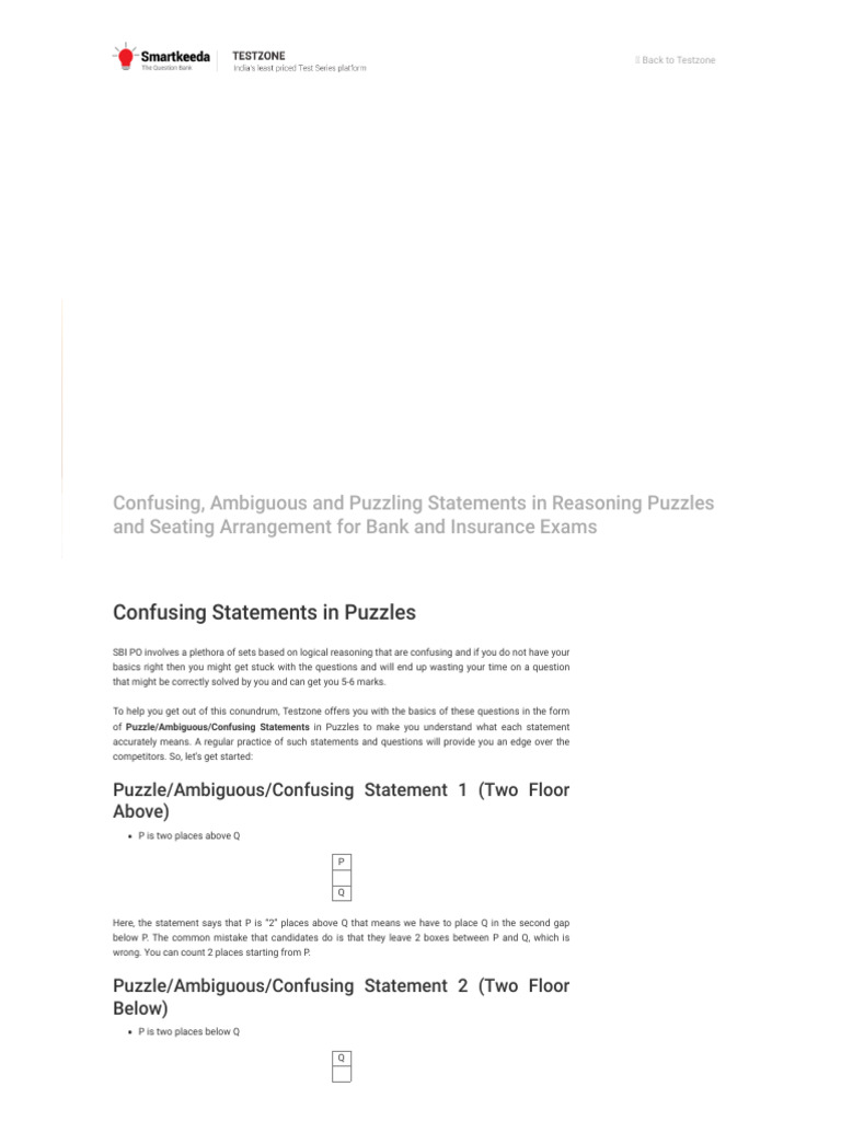 Confusing Statement in Puzzles and Seating Arrangement | PDF | Logic