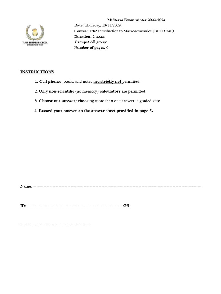 Midterm 2023 Solution | PDF | Macroeconomics | Gross Domestic Product