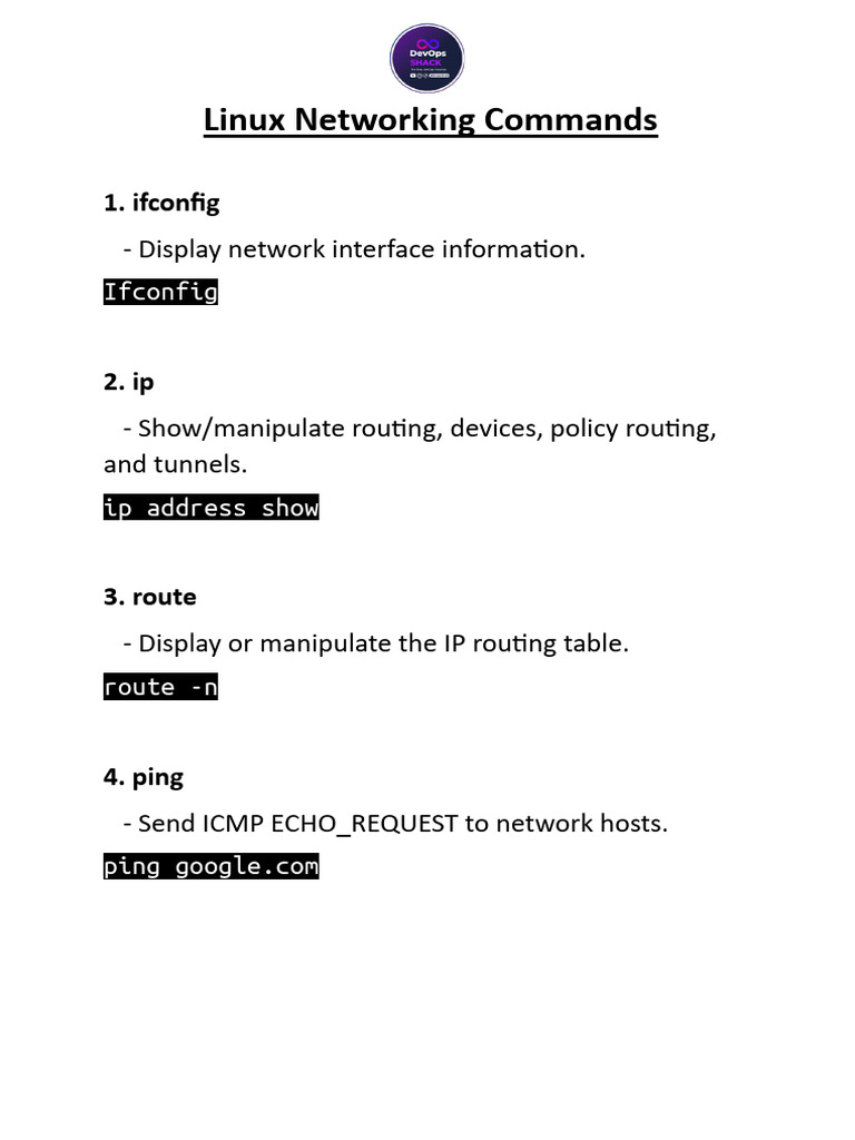 Linux Networking Commands | PDF | Computer Network | Ip Address
