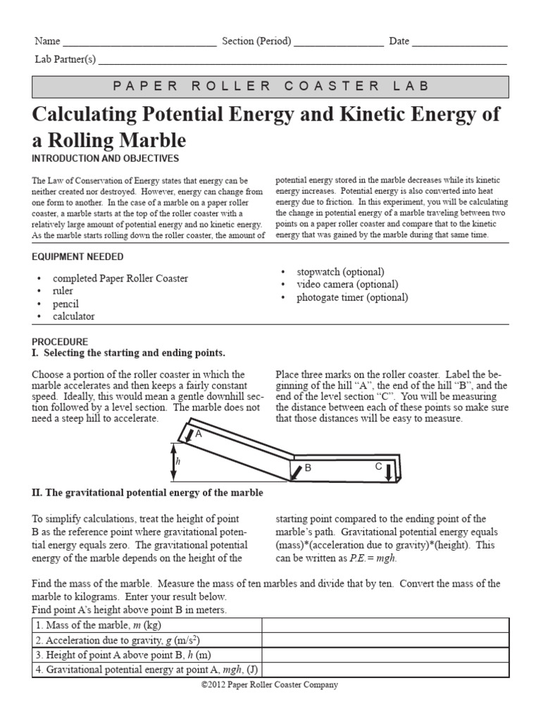 PE & KE Rolllarcoaster | Download Free PDF | Kinetic Energy | Potential ...