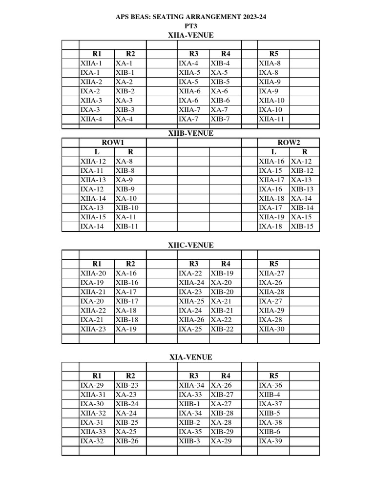 Seating Plan 2023-24 PT3 | PDF
