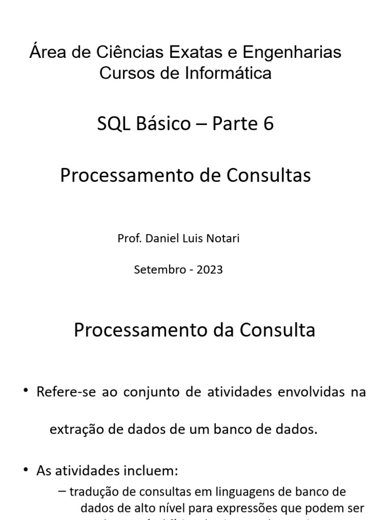 Processamento de Consultas SQL | PDF