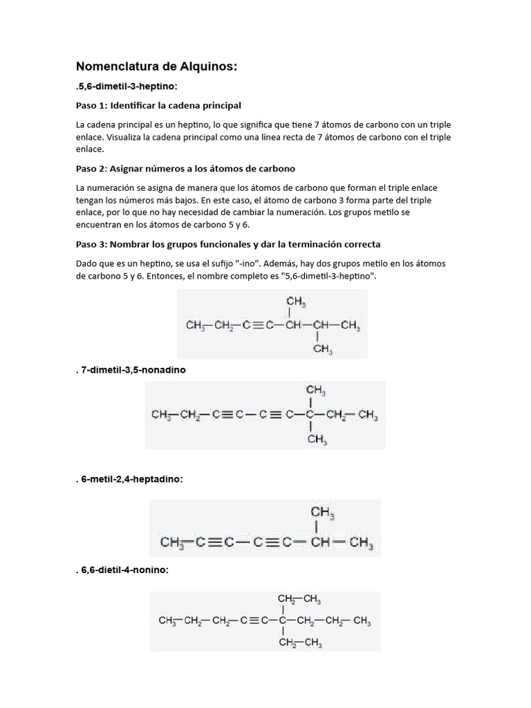 Nomenclatura de Alquinos | PDF