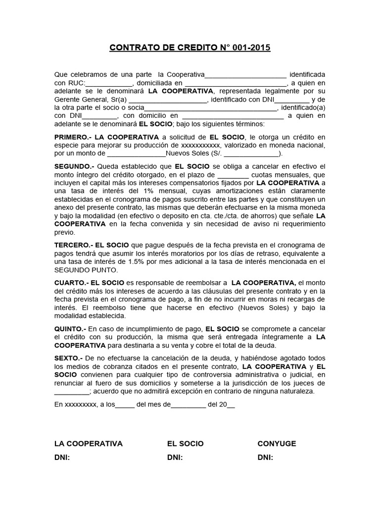 7.2. Modelo - Contrato de Socios | Descargar gratis PDF | Crédito ...