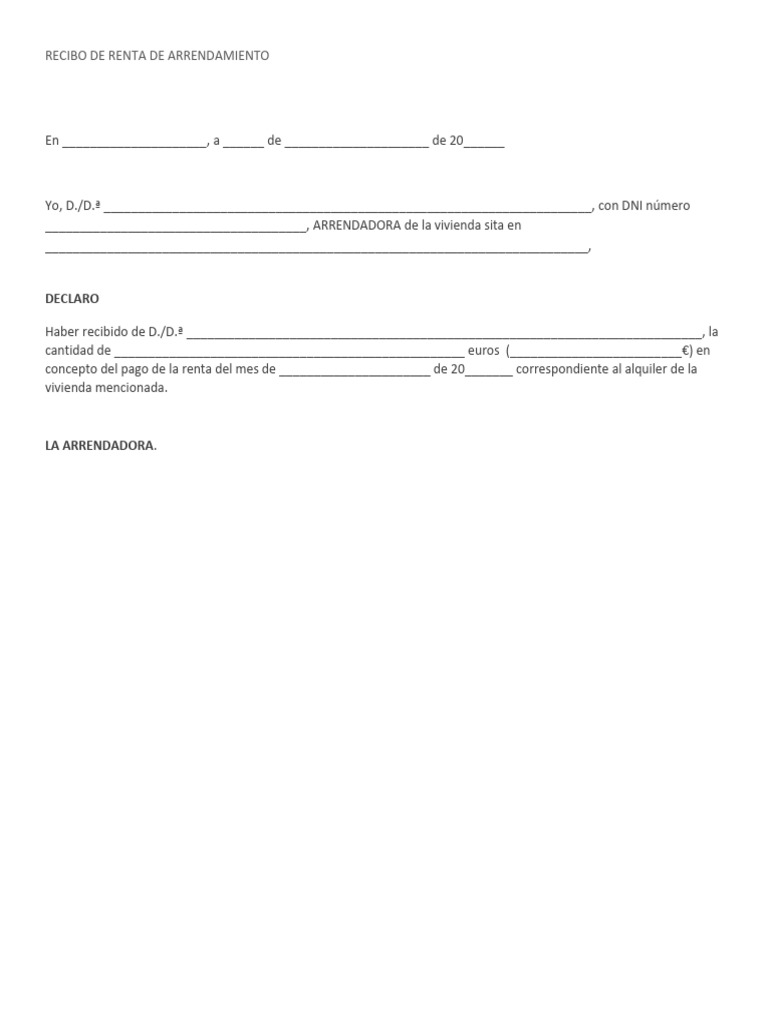 Recibo de Renta de Arrendamiento | PDF