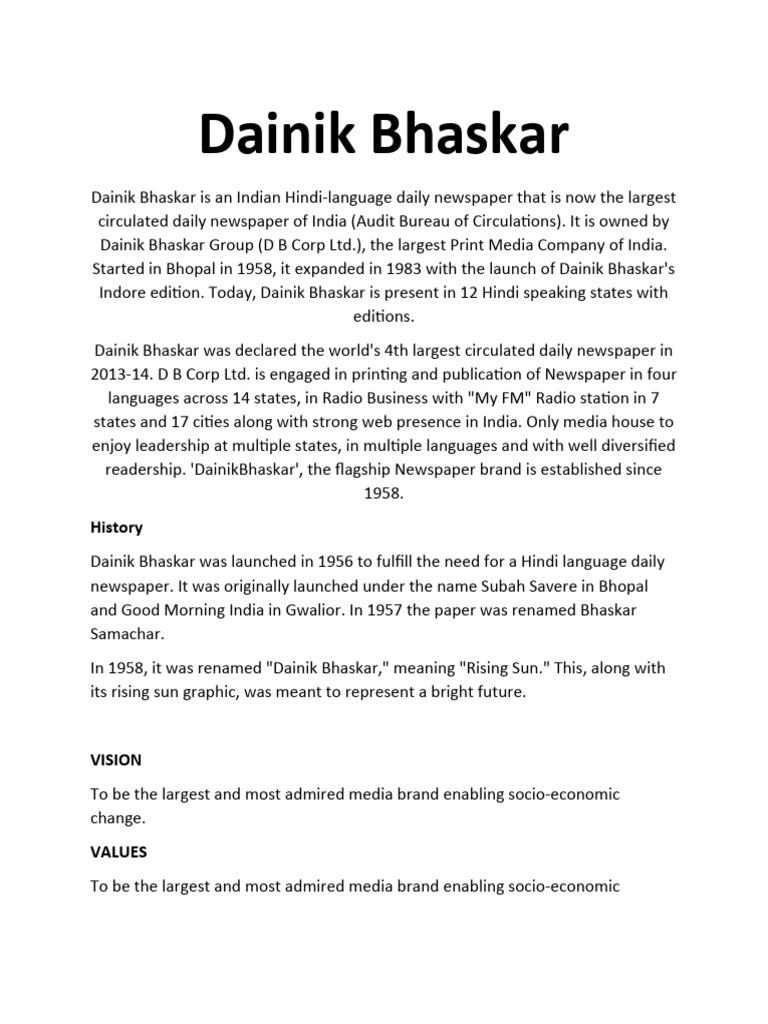 Dainik Bhaskar | PDF | Newspaper Publishing