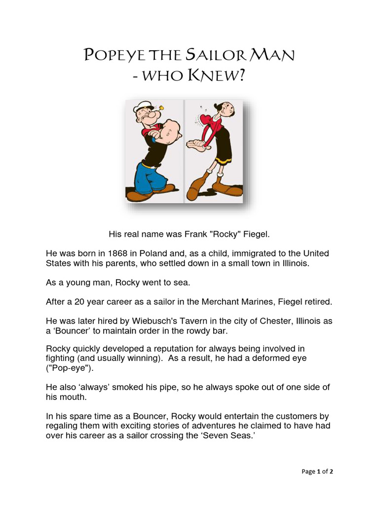 Popeye The Sailor Man - Who Knew | PDF