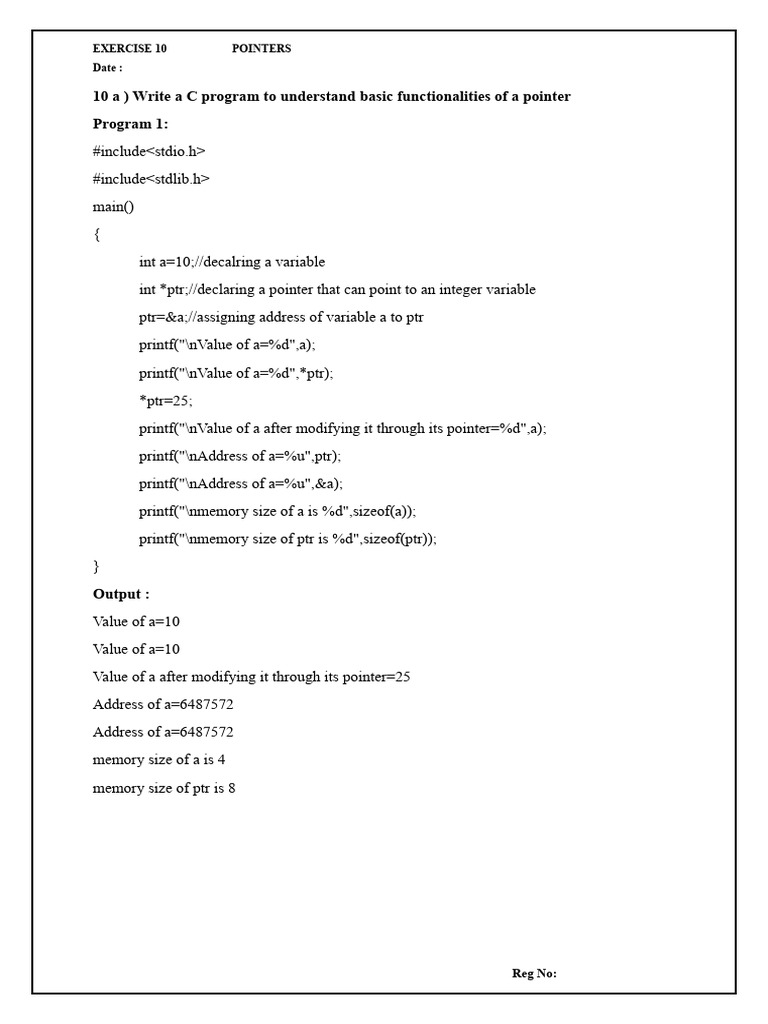Exercise 10 Pointers Pdf 
