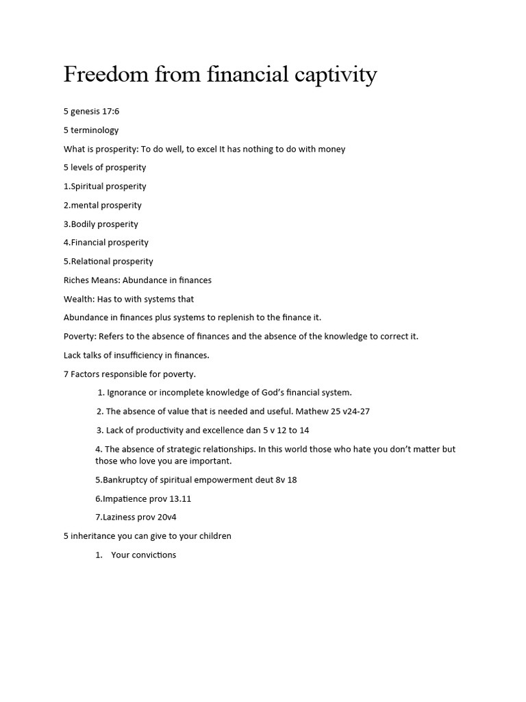 Freedom From Financial Captivity | PDF