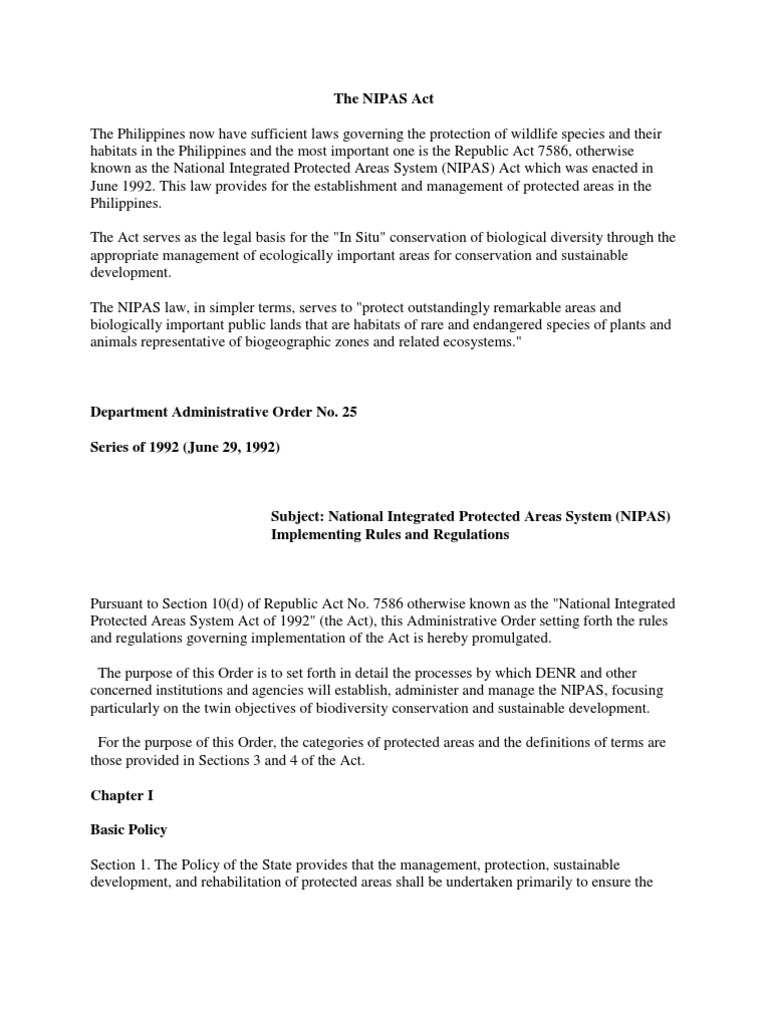 The Nipas Act | PDF | Protected Area | Conservation Biology