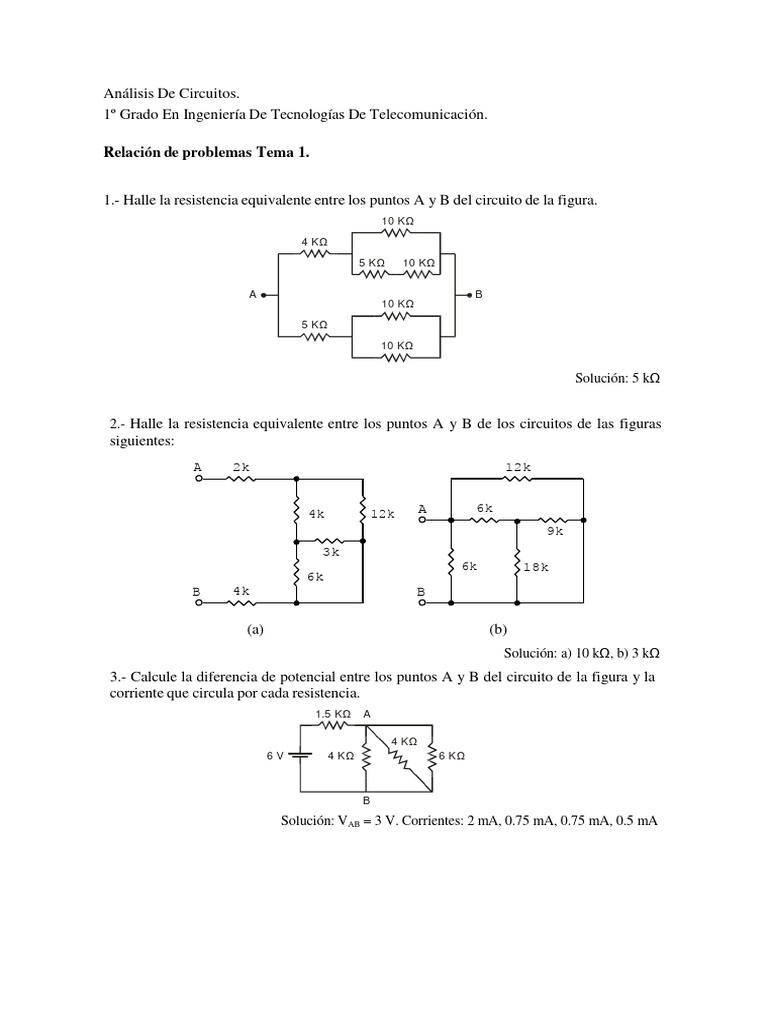 Problemas Tema1 | PDF | Resistencia Eléctrica y Conductancia | Corriente eléctrica