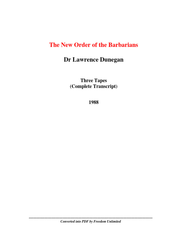 Dunegan Lawrence - The New Order of The Barbarians | PDF