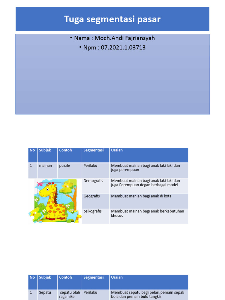 Tuga Segmentasi Pasar | PDF