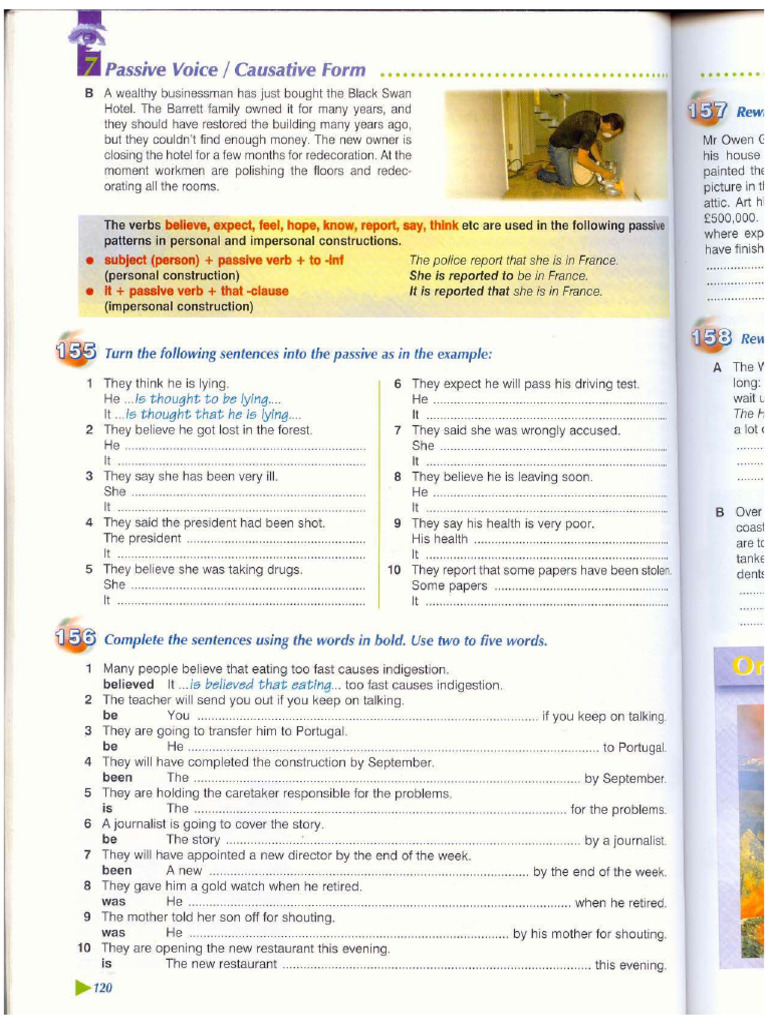 PASSIVE VOICE-Nominative + Infinitive - FCE-Use of English 2 | PDF
