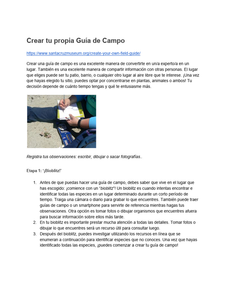 Spanish Make Your Own Field Guide | PDF