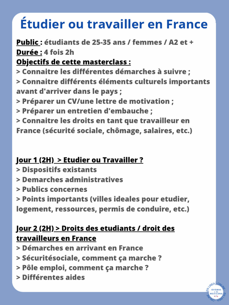 Masterclass Travailler en France | PDF