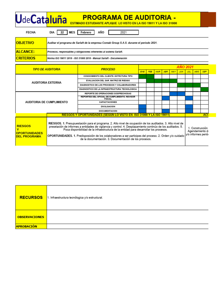 1 Programa de Auditoria | PDF