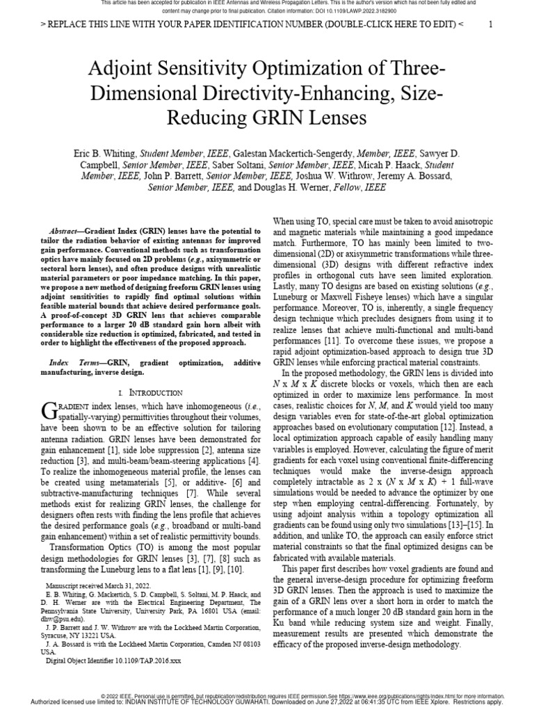 Adjoint Sensitivity Optimization of Three-Dimensional Directivity ...