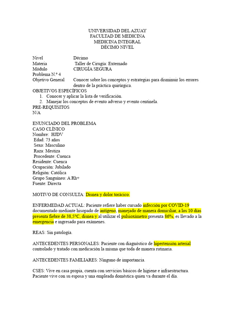 Abp 4 - Cirugía Segura | PDF | Cirugía | Examen físico