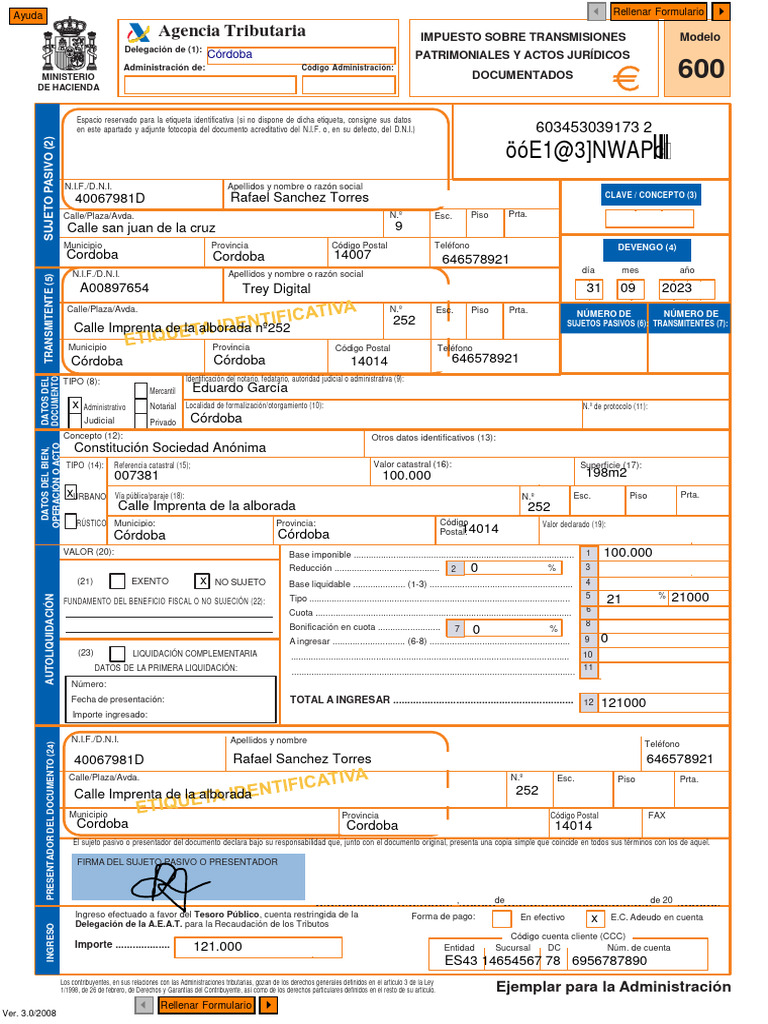Modelo 600 | PDF | Impuestos | Gobierno