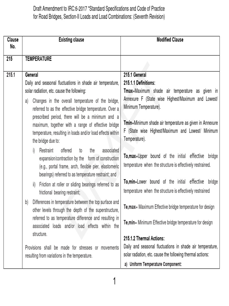 Amendments to IRC:6-2017 on Bridge Temperature | PDF