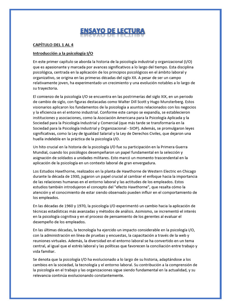 Ensayo de Lectura.J | PDF | Gestión de recursos humanos | Acoso sexual