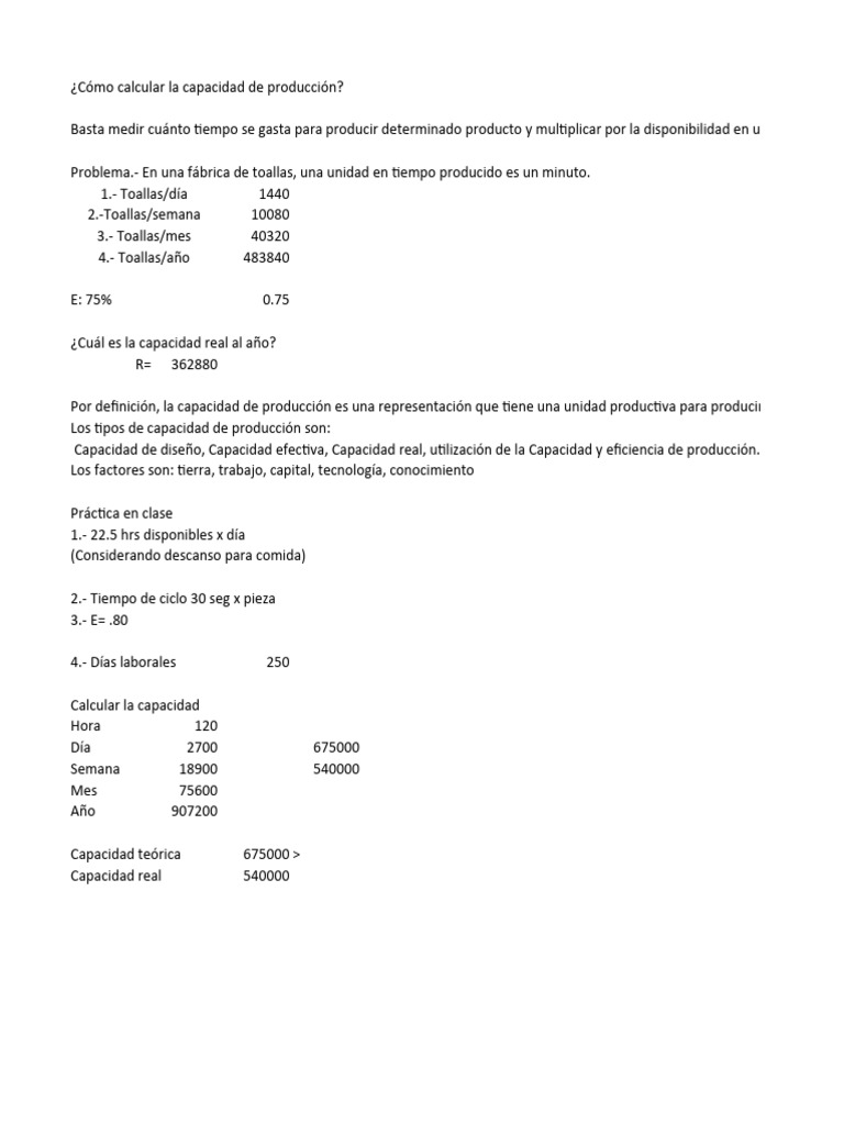 Capacidad Real y Teórico | PDF