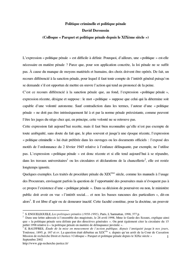 Politique Criminelle - Politique Pénale - 231112 - 174602 | PDF