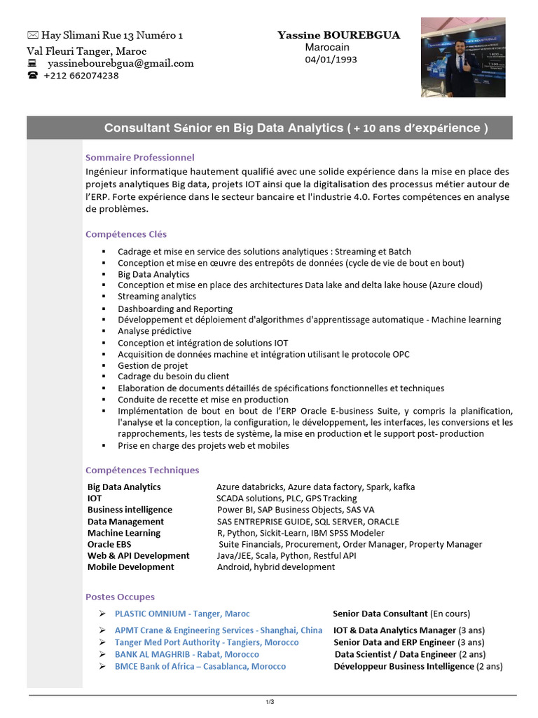 CV Bourebgua Yassine Nov 2023 | PDF | Informatique décisionnelle | Internet des objets