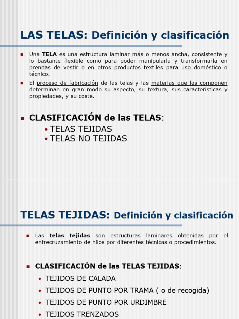 Definición y clasificación de telas | PDF | Textiles | Materiales