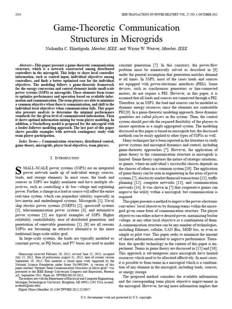 Game-Theoretic Communication | PDF | Distributed Generation | Mathematical Optimization