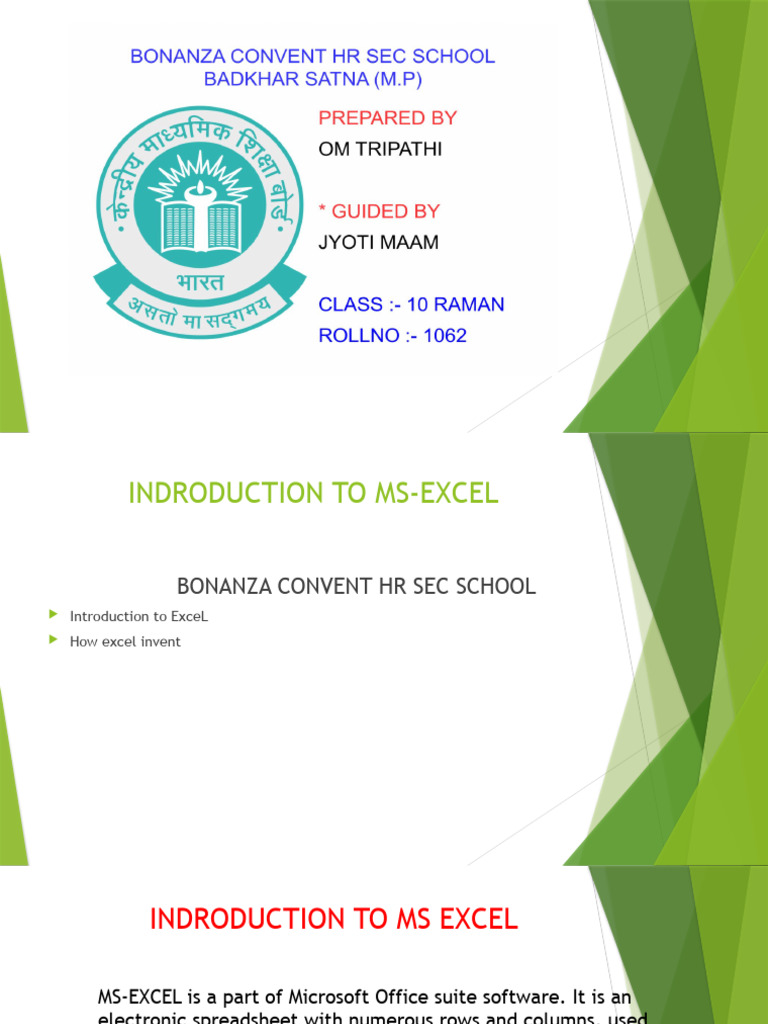 Presentation 1 | PDF | Microsoft Excel | Spreadsheet