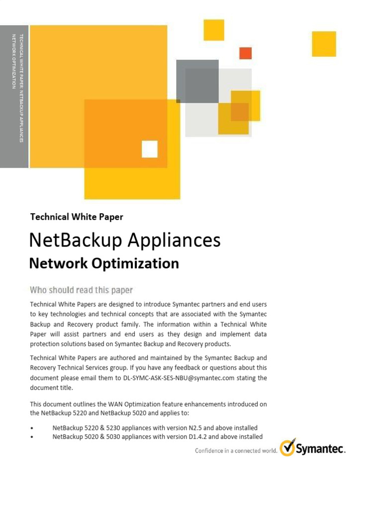 NetBackup 2.6 Appliance Whitepaper - WAN Optimization-Update | PDF