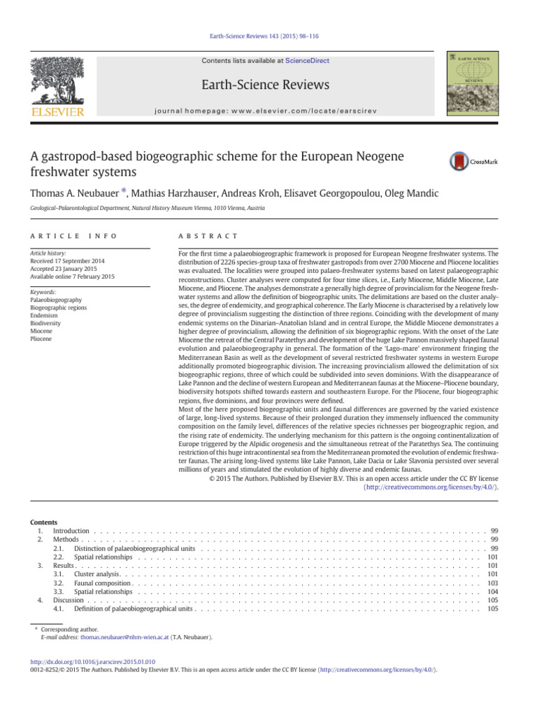 A Gastropod-Based Biogeographic Scheme For The European Neogene ...