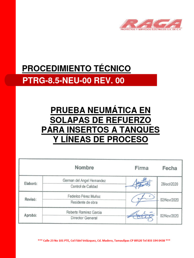 Prueba Neumática A Solpas de Refuerzo RG | PDF | Presión | Gases