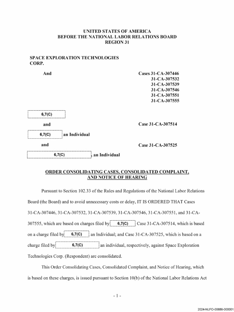 NLRB Complaint Against SpaceX | PDF | Law