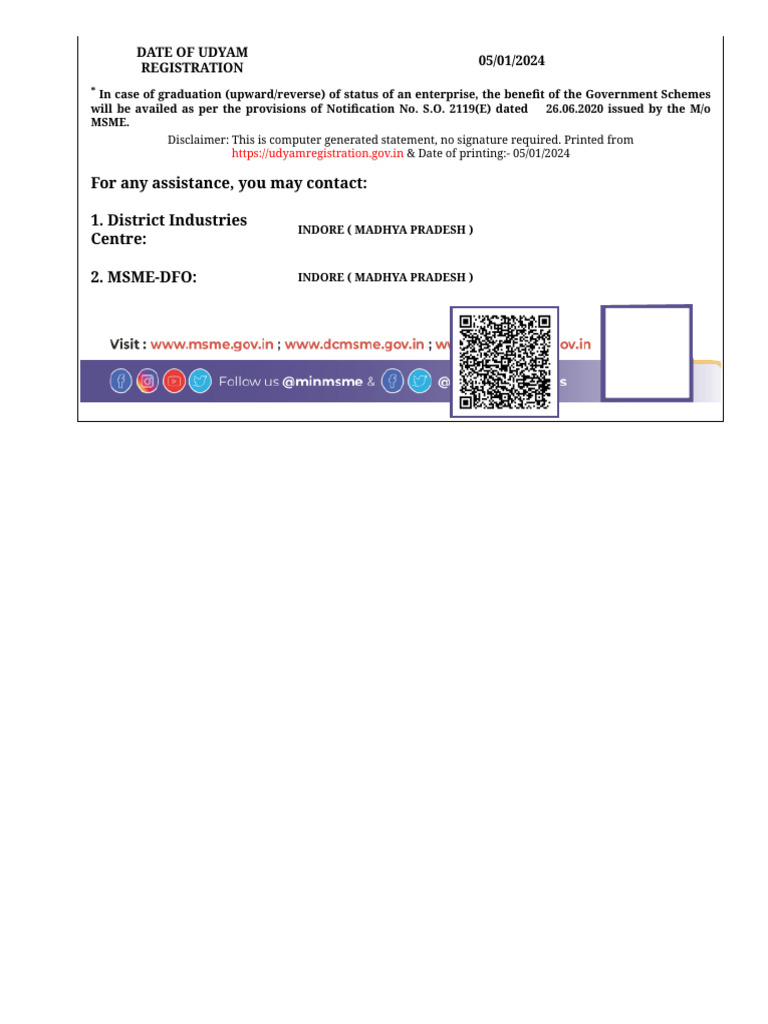 Print - Udyam Registration Certificate | PDF