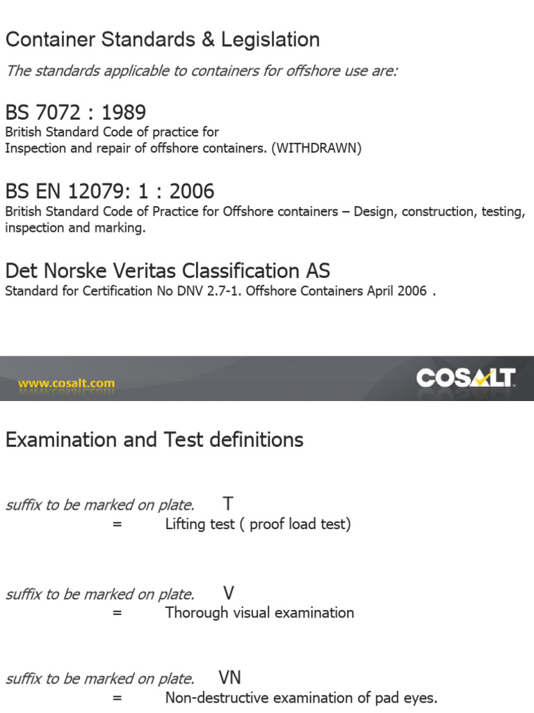Offshore Container Standards Overview | PDF