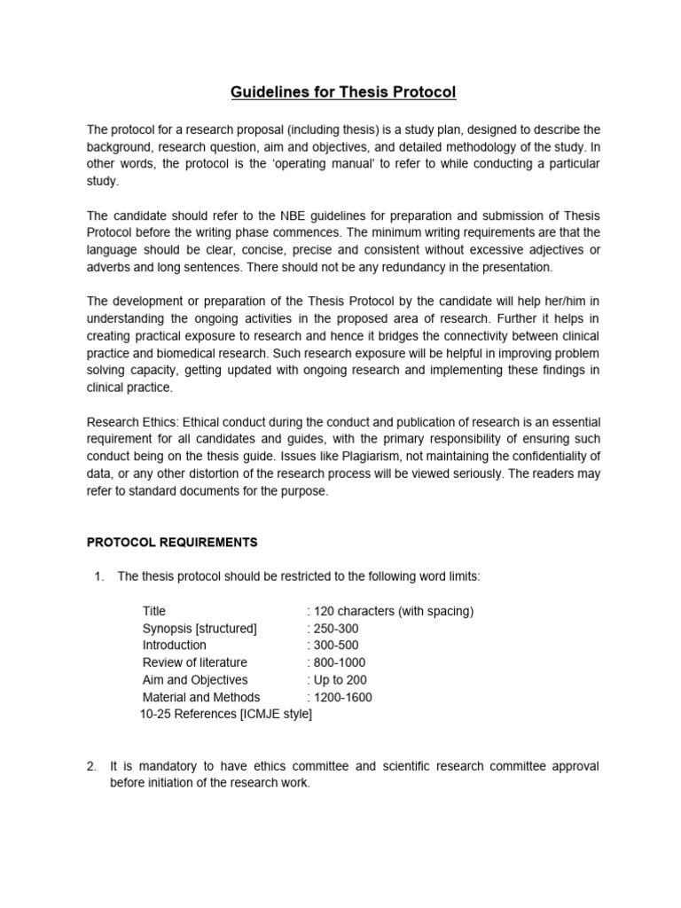 DNB Thesis Protocol Guidelines | PDF | Career & Growth