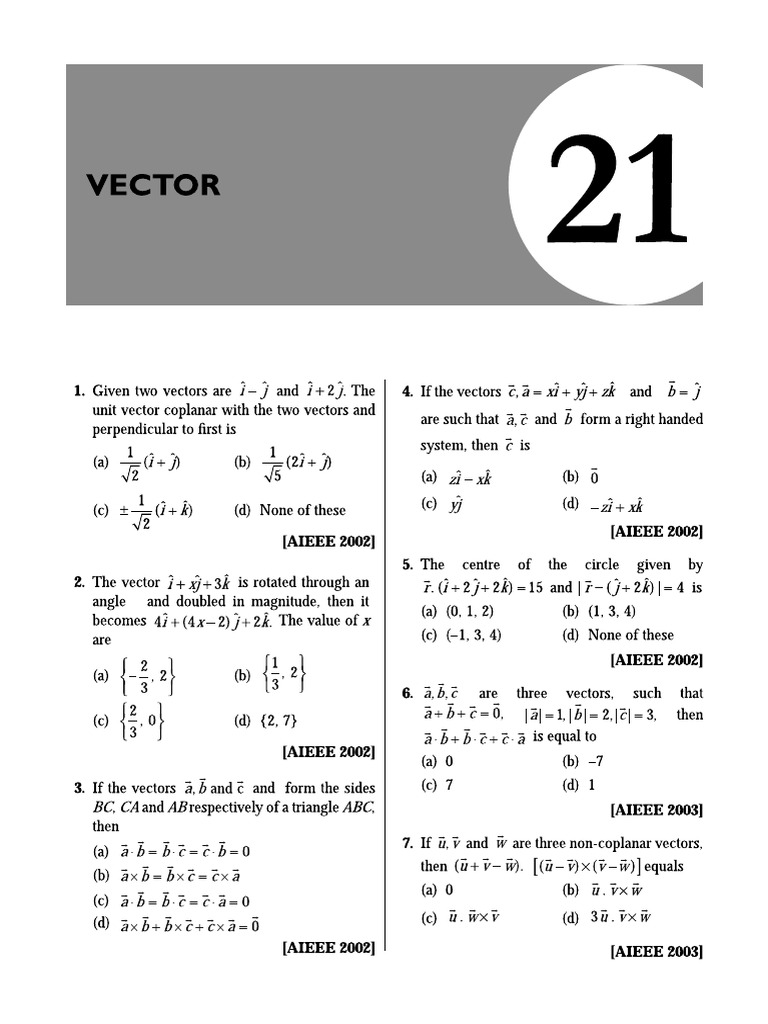 Vectors Testbank With Answers | PDF